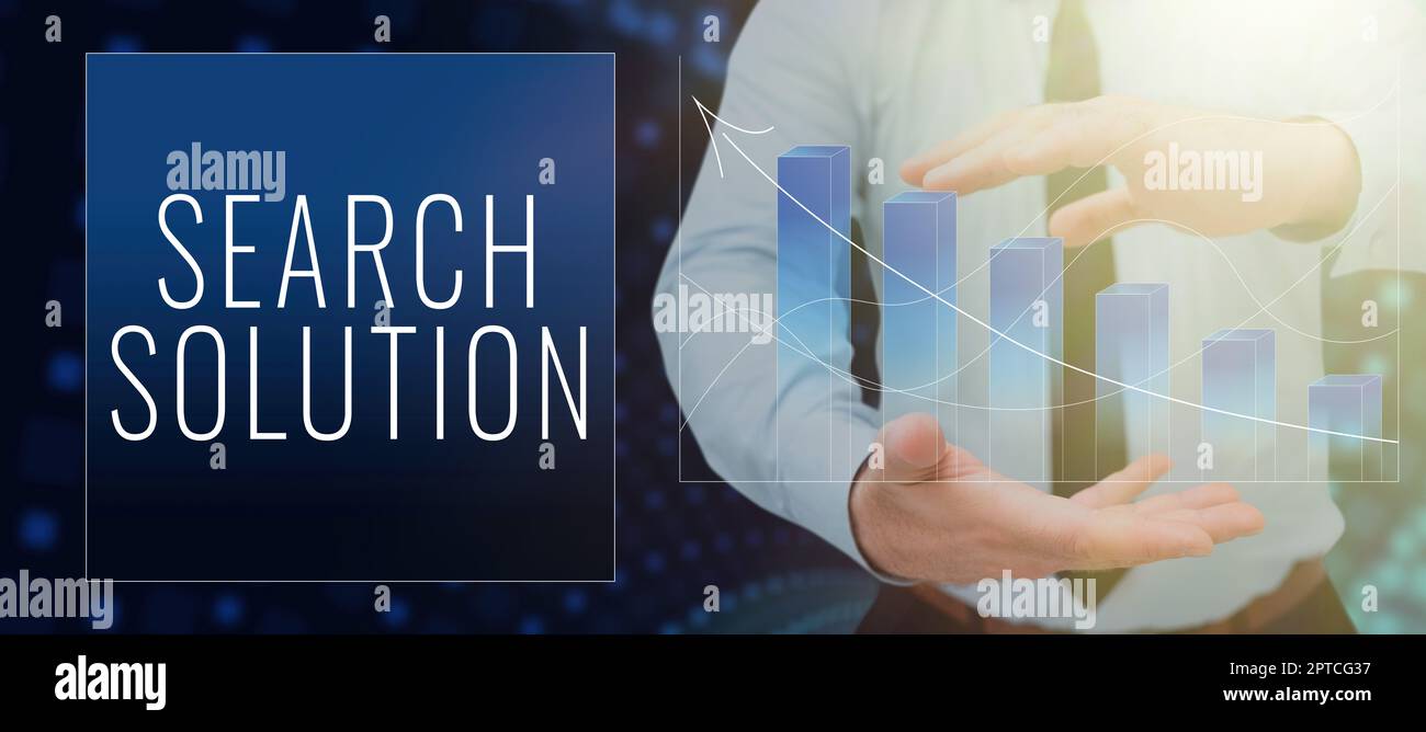 Inspiration showing sign Search Solution, Conceptual photo finding the appropriate answer while ...