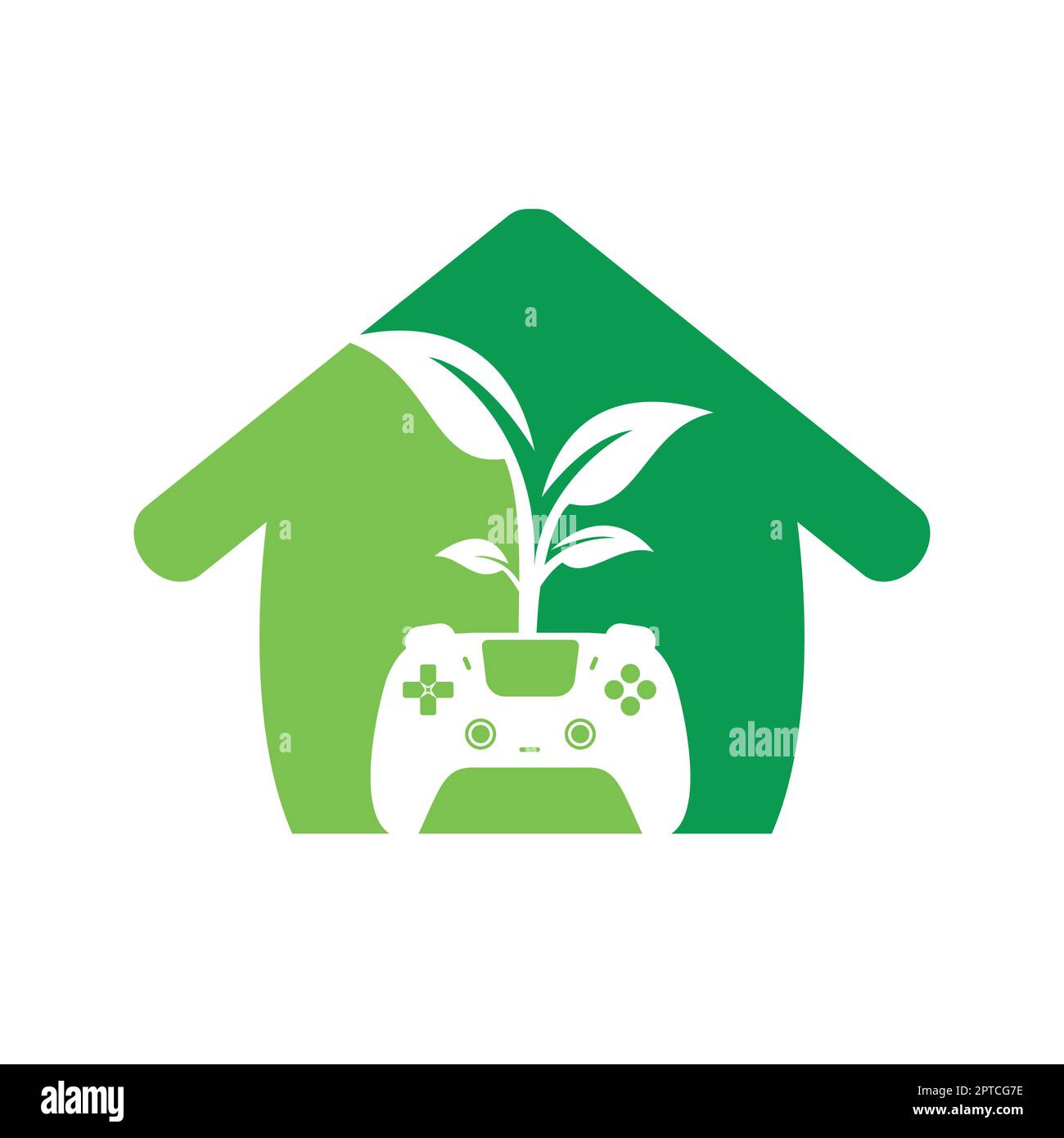 Eco game vector logo design. Green gamepad fresh leaf nature logo ...