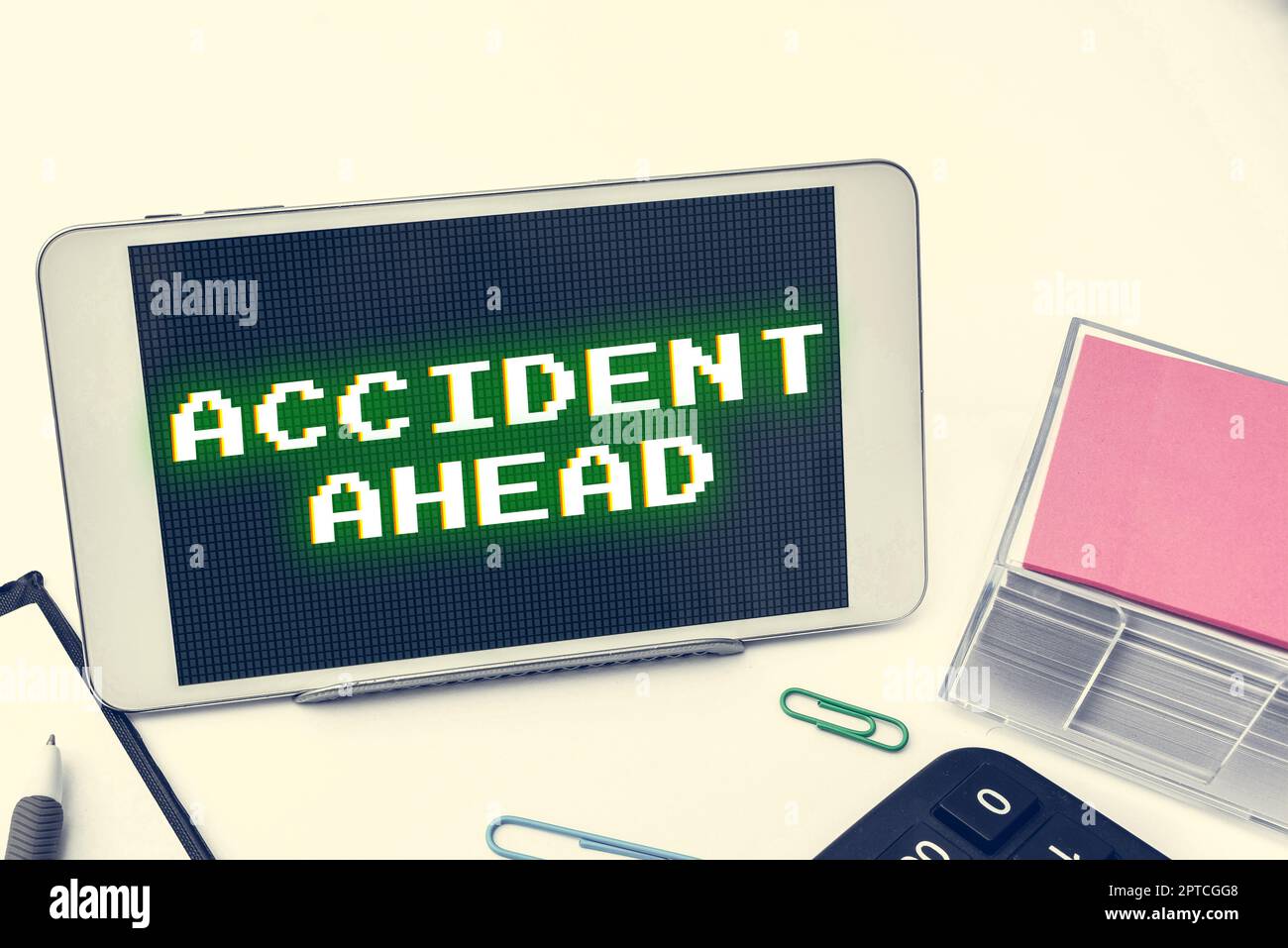 Sign displaying Accident Ahead, Concept meaning Freight Carrier Airmail ...