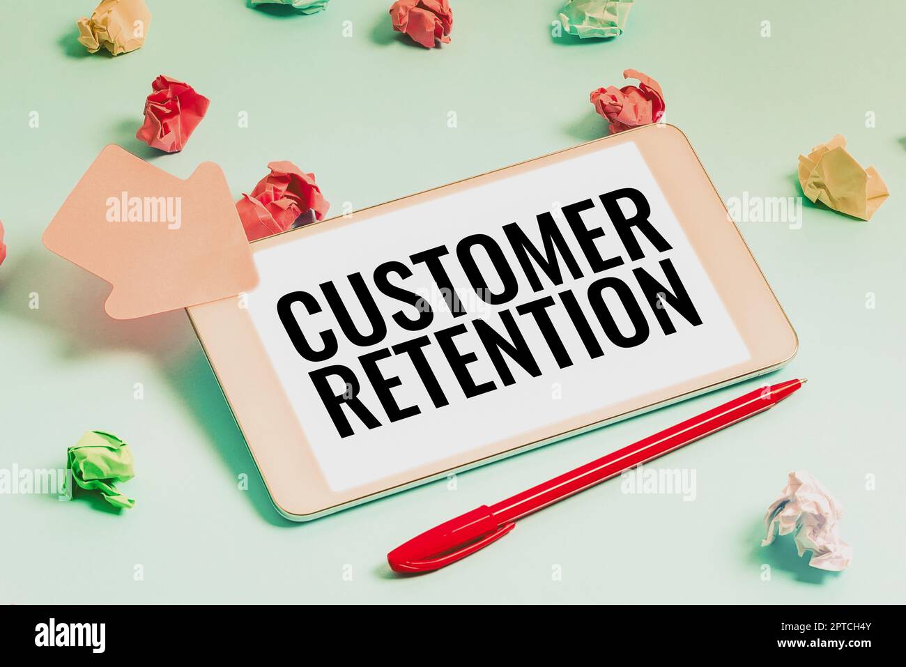 Sign Displaying Customer Retention Word For Activities Companies Take To Reduce User Defections