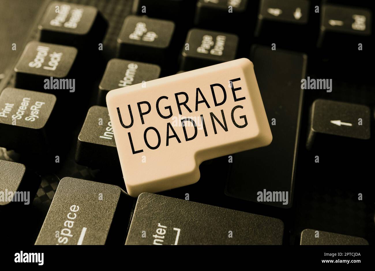 Text caption presenting Upgrade Loading, Business overview advancement ...