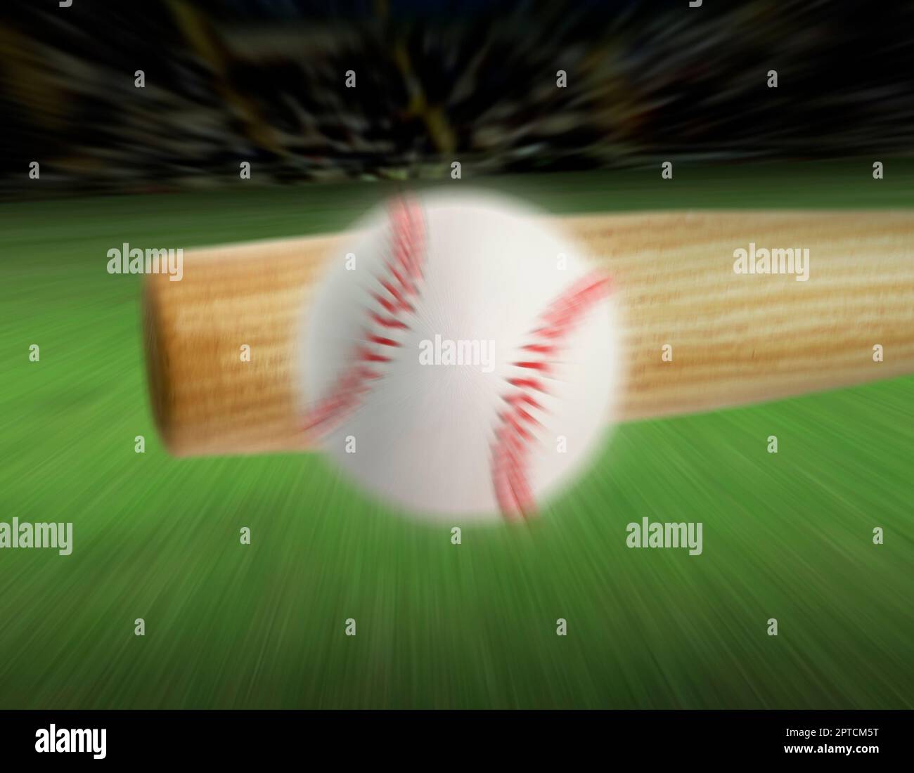 baseball hit with the motion move in sport stadium Stock Photo - Alamy