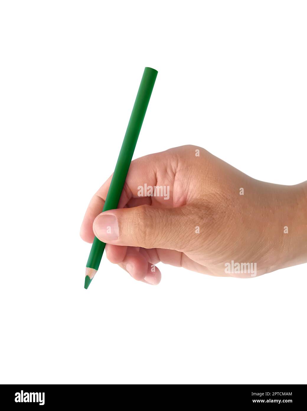 hand holding crayon isolated on white background Stock Photo - Alamy