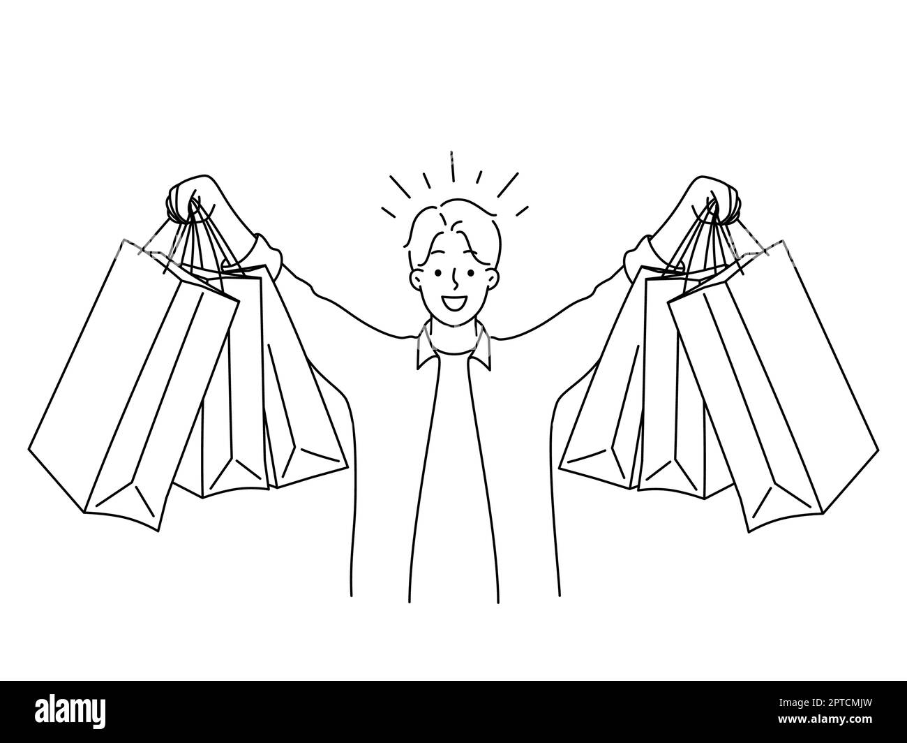 Cartoon character holding things Black and White Stock Photos & Images ...