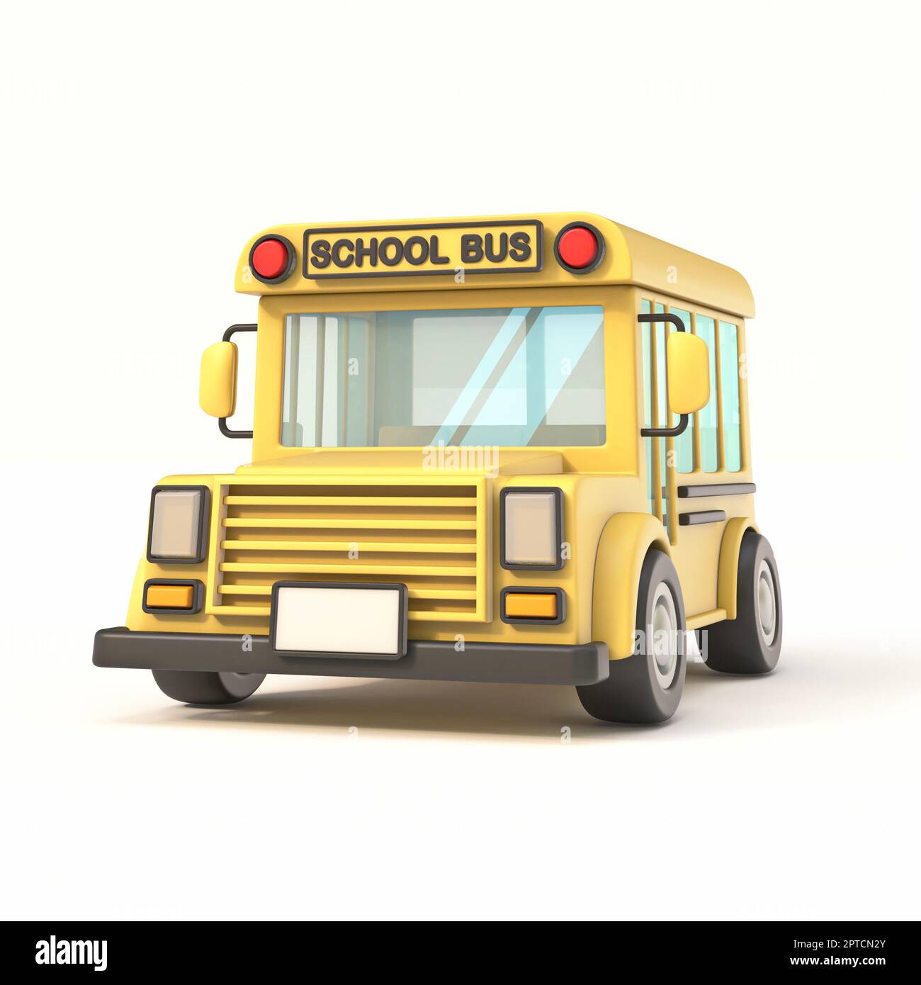 School bus Front view 3D rendering illustration isolated on white ...