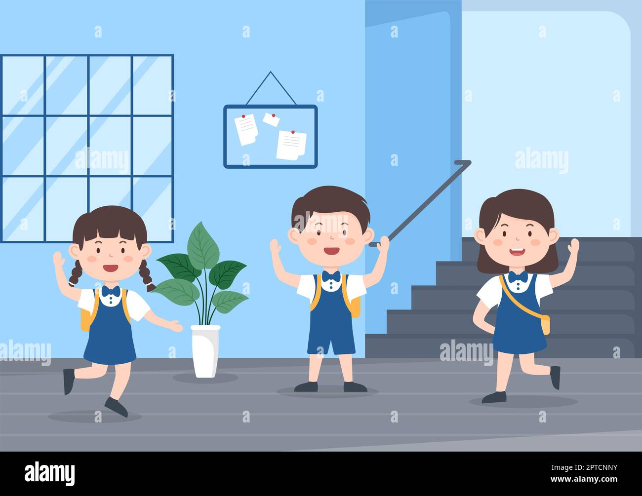 Students Leave School Building After Class or Program and Back to Home ...