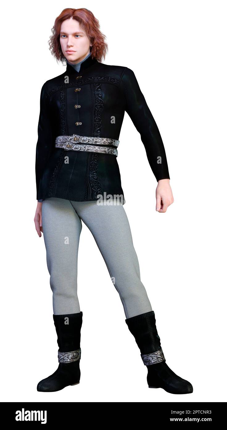 3D rendering of a fairy tale medieval prince isolated on white ...
