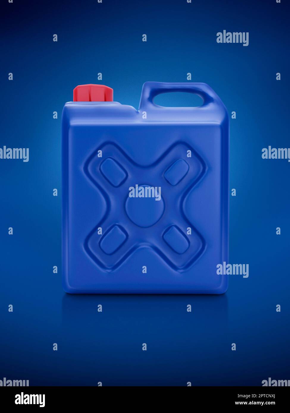 Blank packaging blue plastic gallon on blue background. 3d render Stock ...