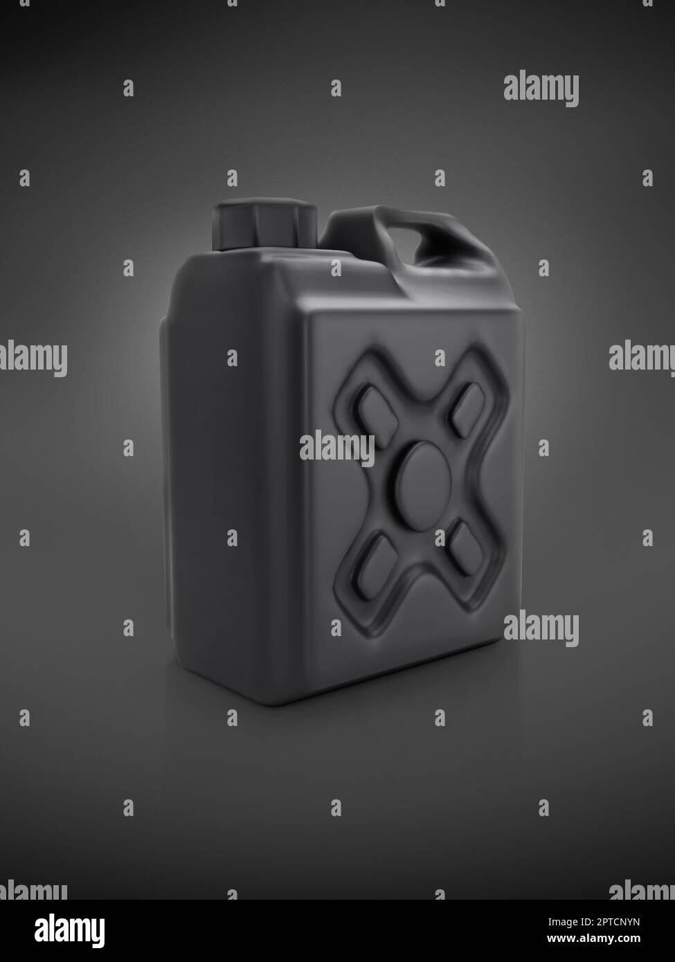 Blank packaging black plastic gallon on black background. 3d render ...