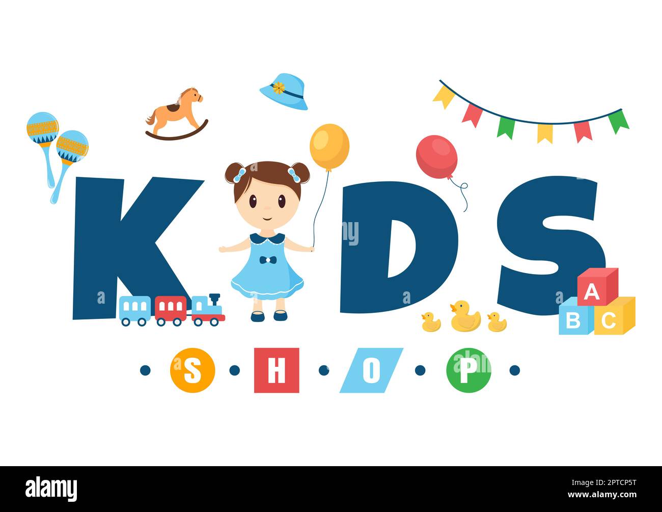 Kids Shop Building Template Hand Drawn Cartoon Flat Style Illustration ...