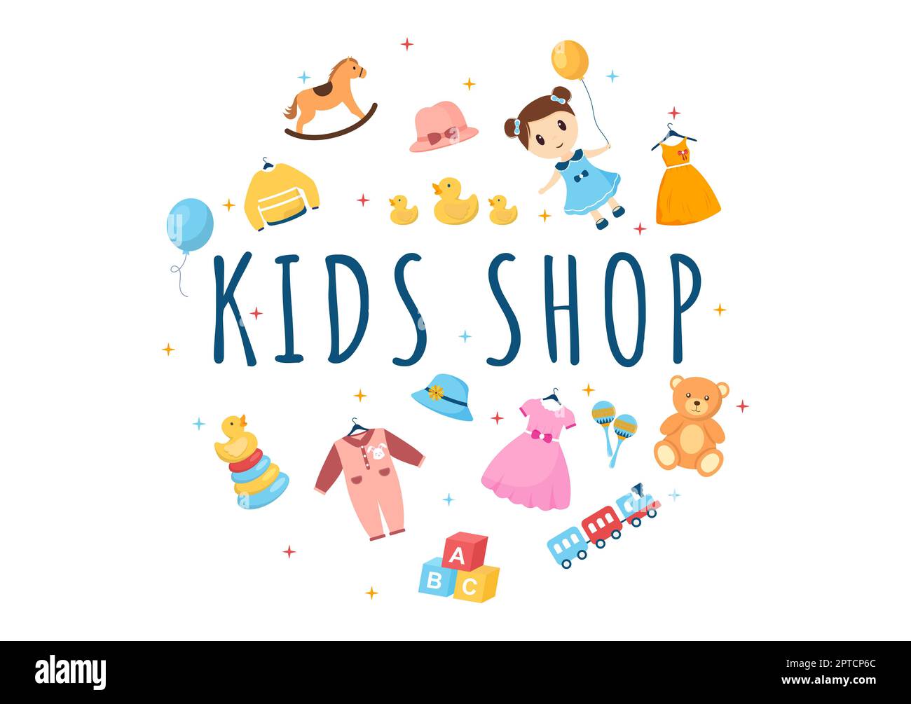 Kids Shop Building Template Hand Drawn Cartoon Flat Style Illustration ...