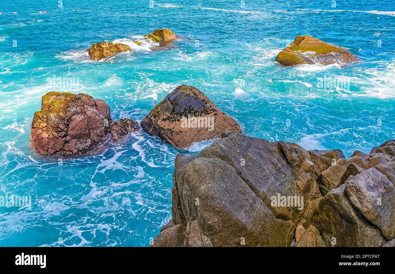 Extremely beautiful huge big surfer waves rocks cliffs stones and ...