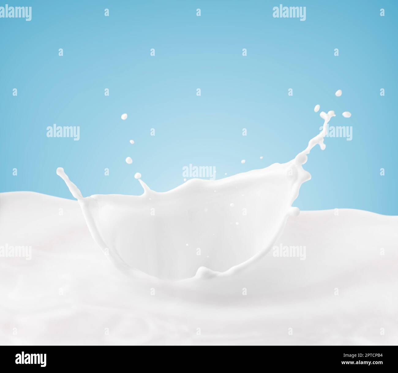 Milk crown splash, splashing in milk pool with blue background Stock ...