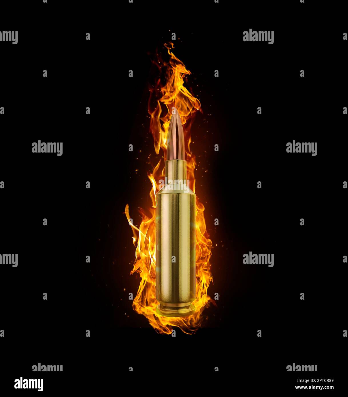 Bullet, on fire on black background. 3d render Stock Photo - Alamy
