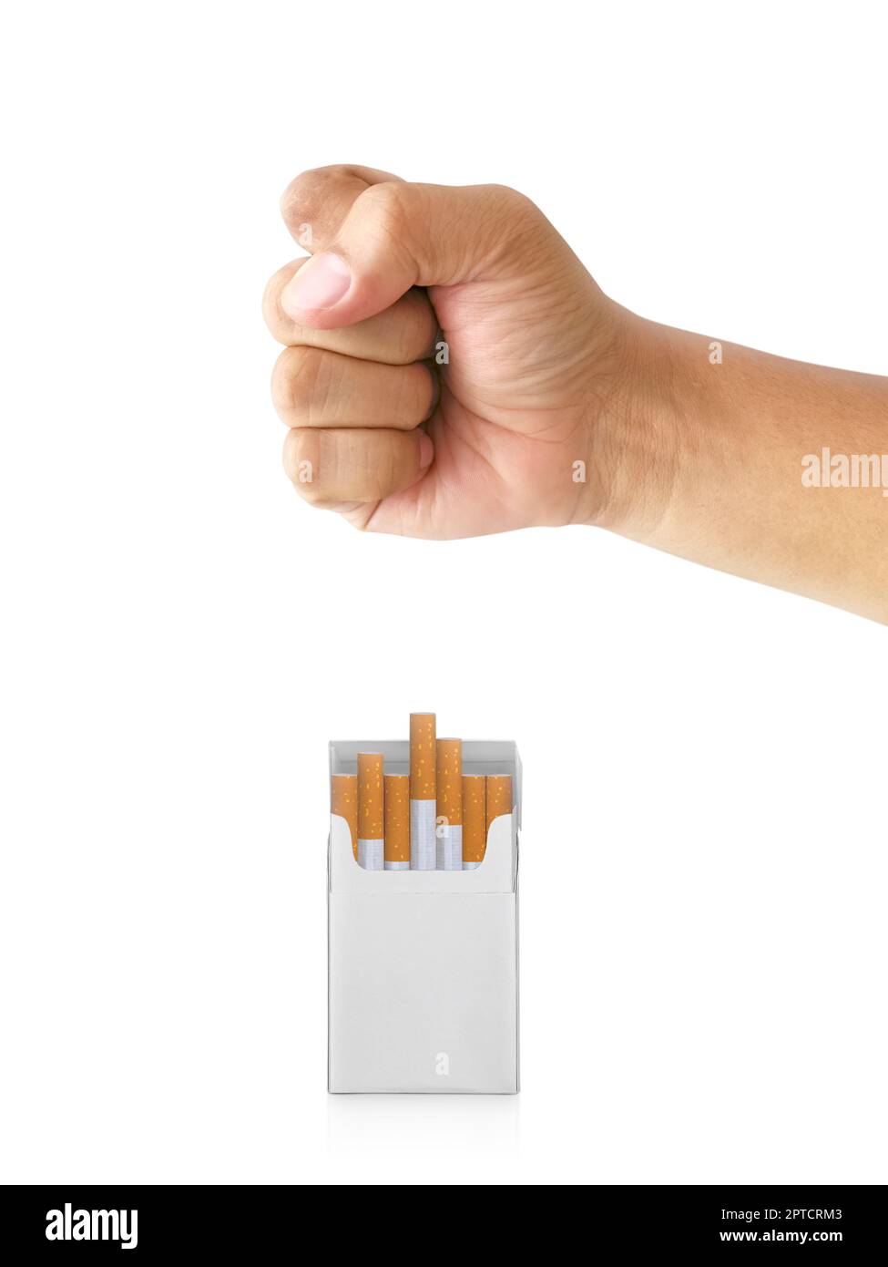 Male hand try breaking a cigarettes. Quitting smoking Stock Photo - Alamy