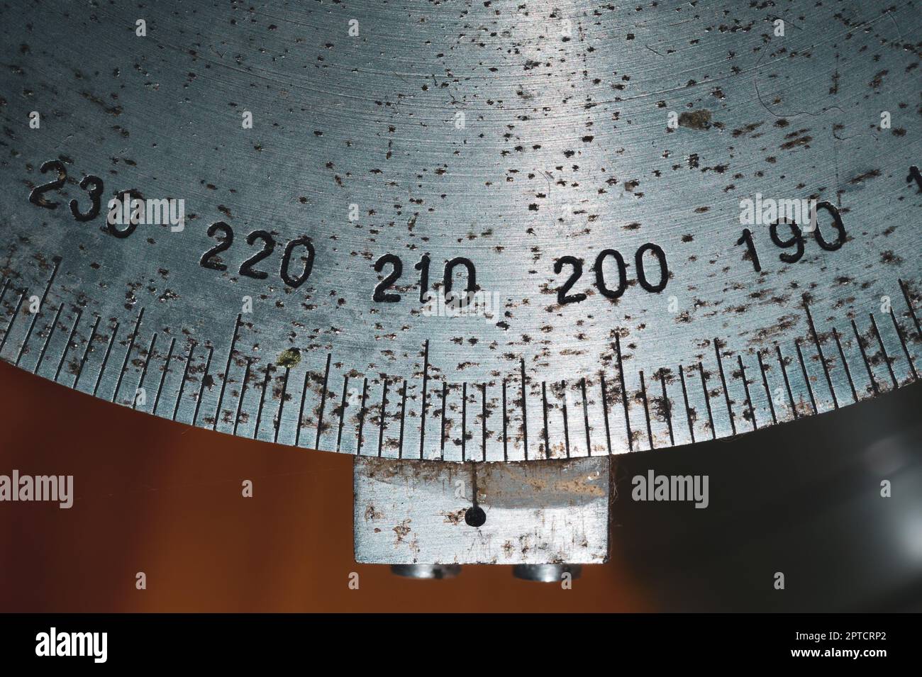 Round scale of angle measurement from vintage telescope Stock Photo - Alamy