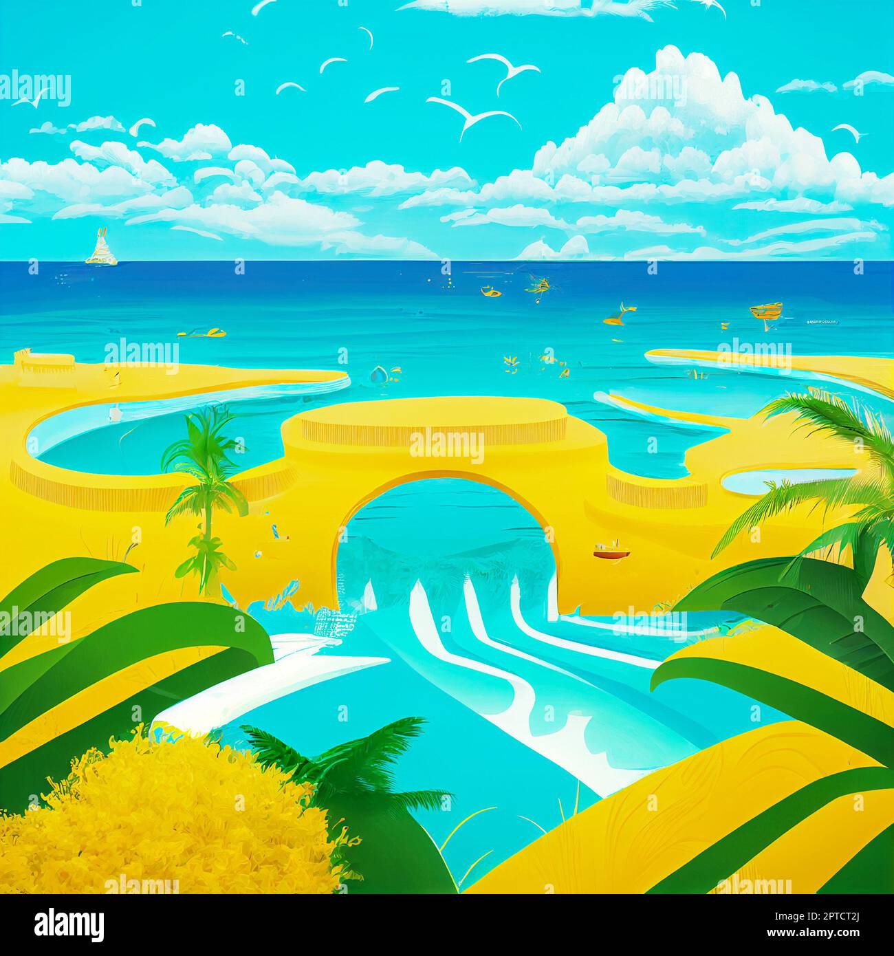 illustration of a concept of a pleasant summer vacation Stock Photo - Alamy