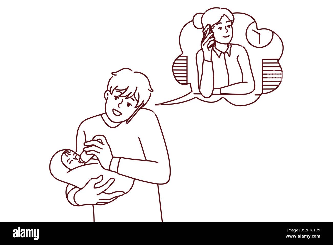 Couple phone call drawing hi-res stock photography and images - Alamy