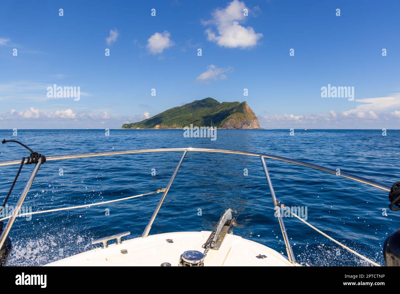 Sail Yacht heading to Milk Sea in Guishan island of Yilan Stock Photo ...