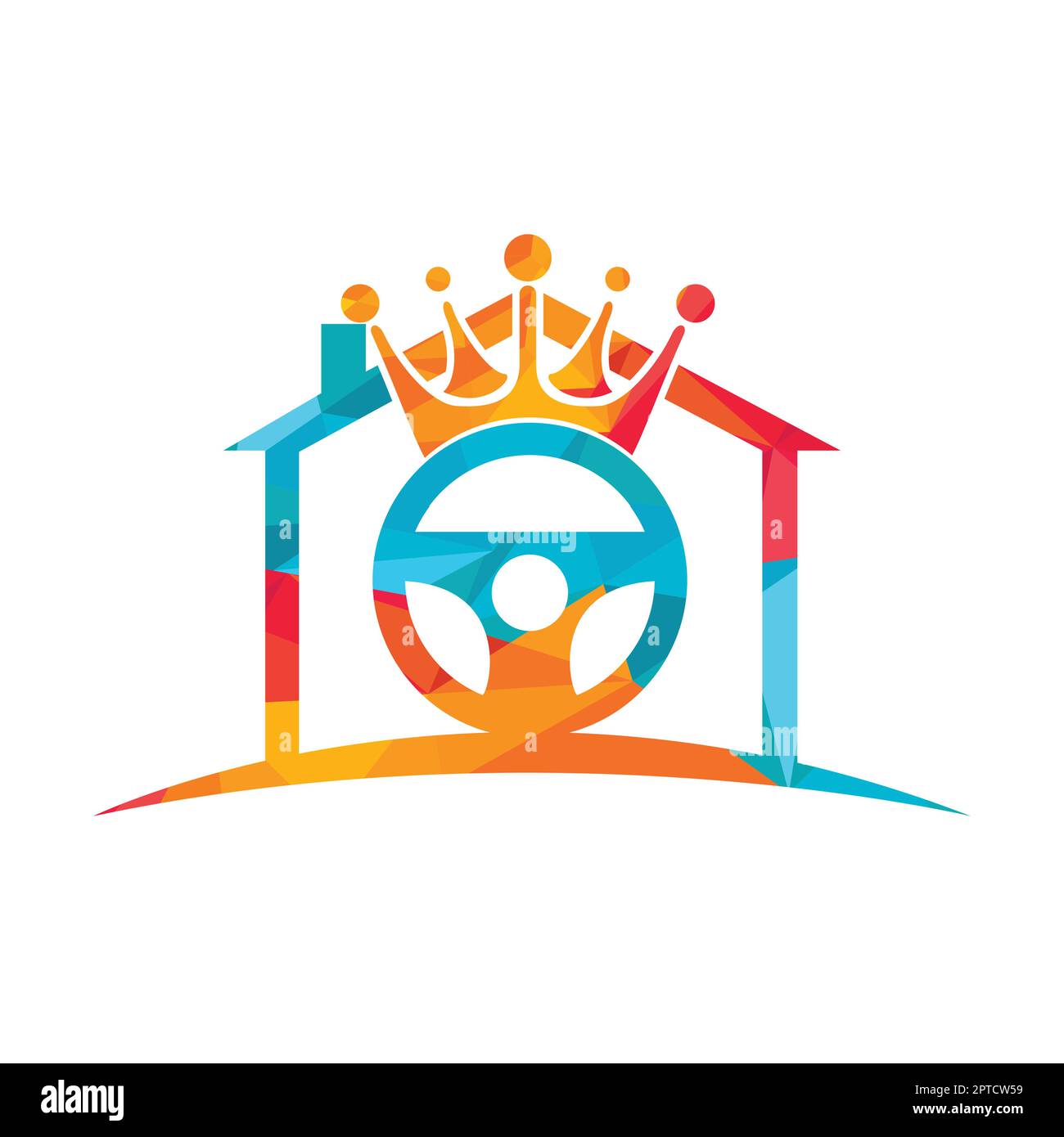 Drive king vector logo design. Steering with crown and home icon Stock ...