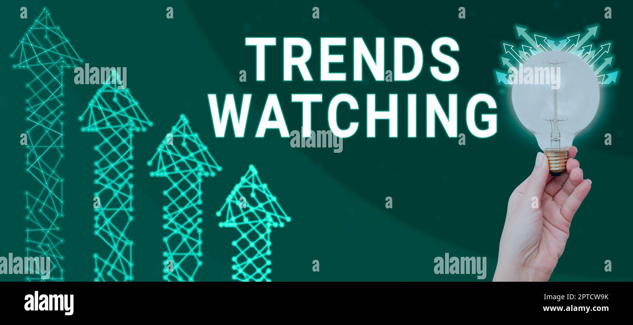 Text caption presenting Trends Watching, Word for a business firm that ...