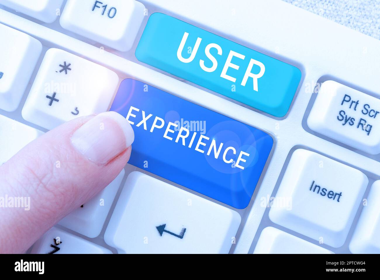 Text caption presenting User Experience, Business approach how a person reacts and feels after ...