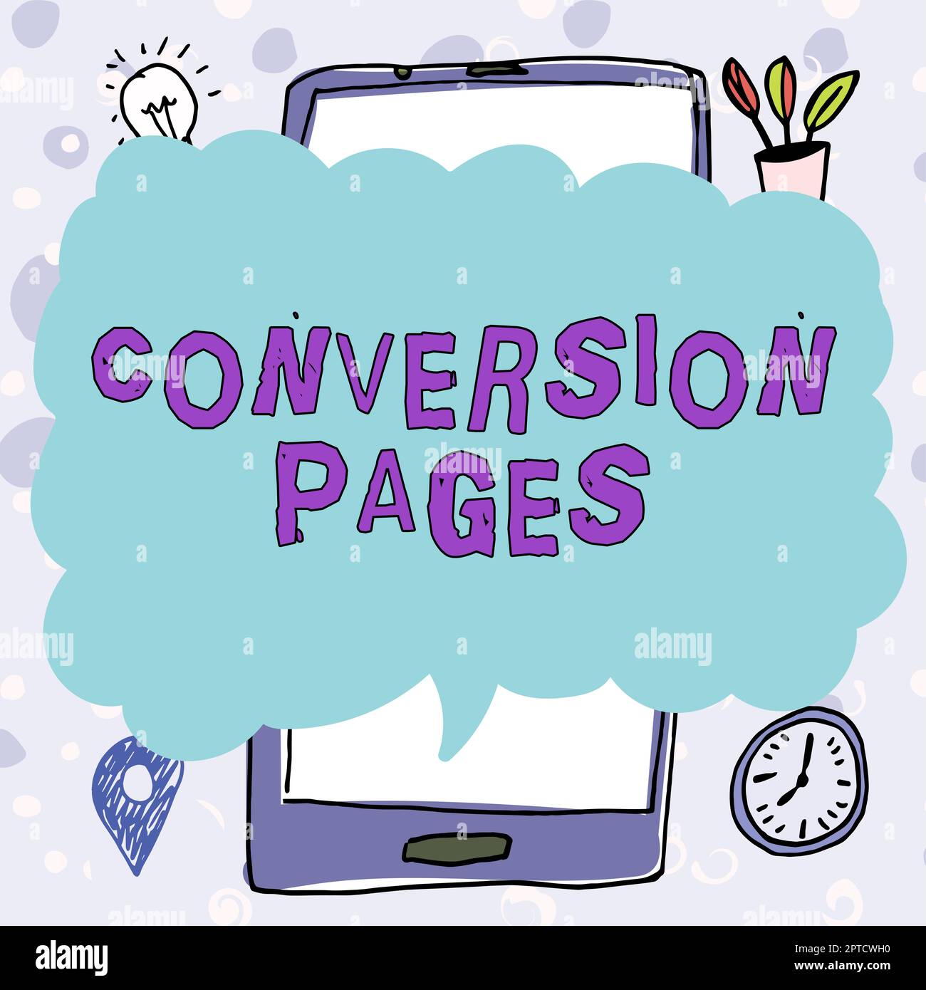 Text showing inspiration Conversion Pages, Business overview official ...
