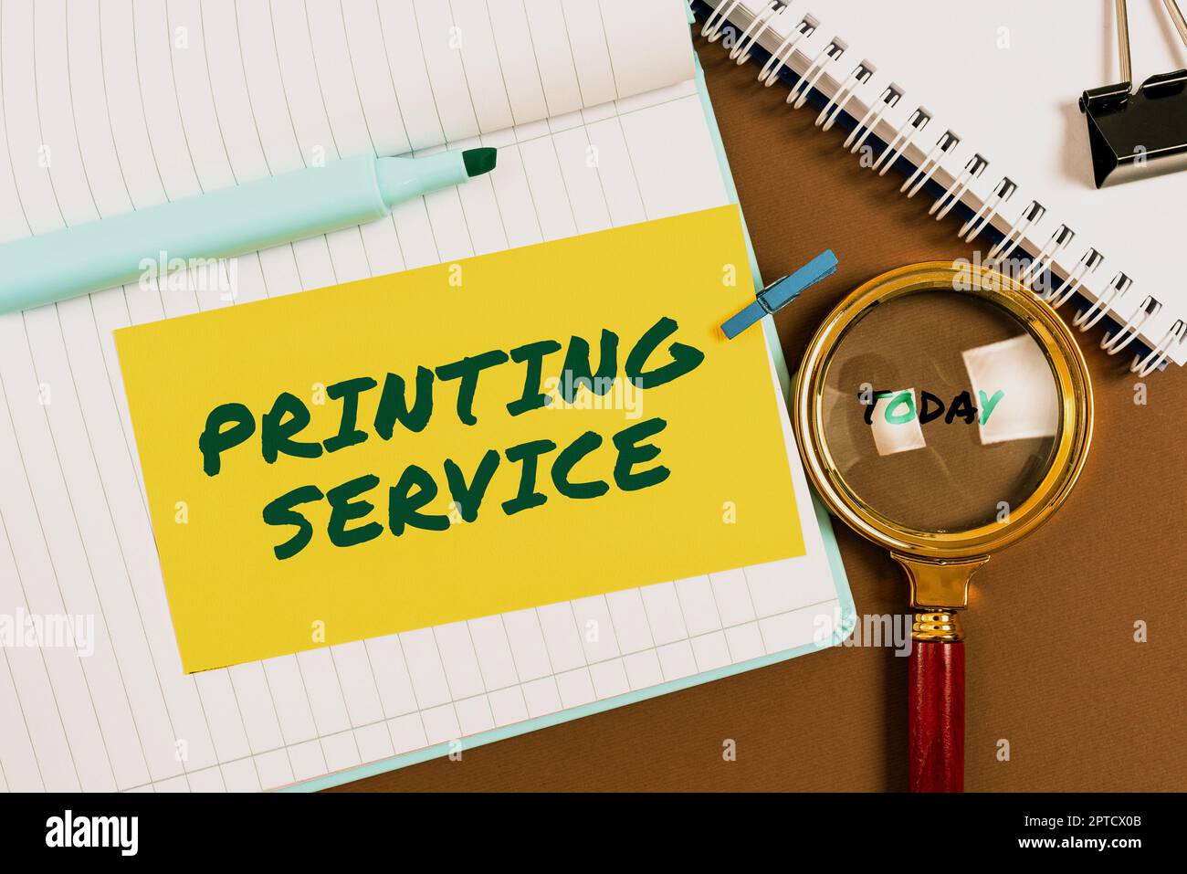 Sign displaying Printing Service, Word for conversion of raw materials ...