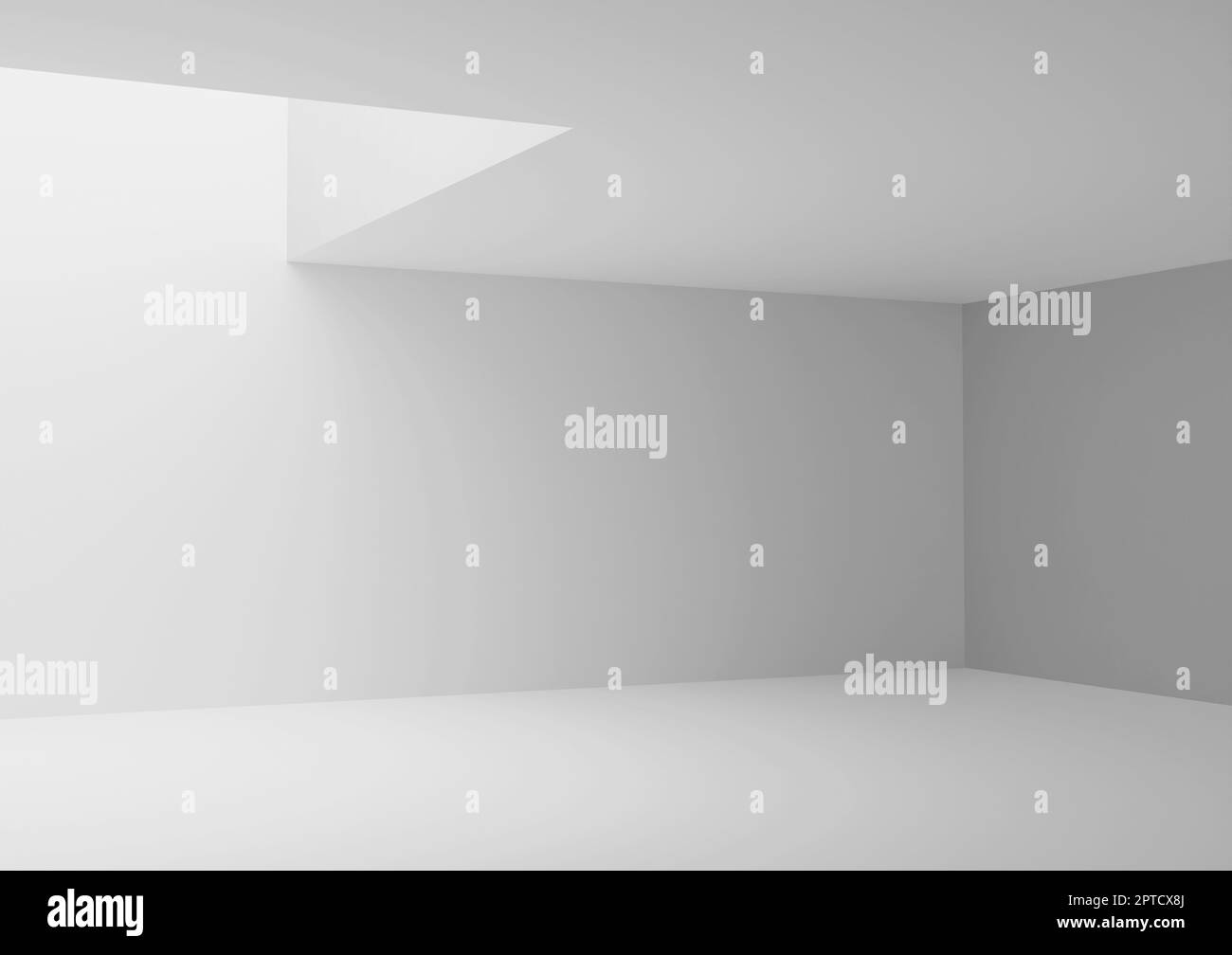 Empty room with white walls, floor and ceiling and with opening in ...