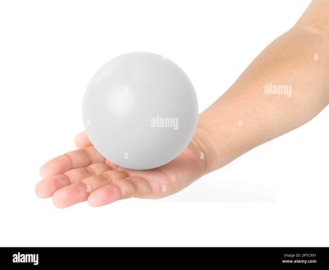 Sphere in hand isolated on white background Stock Photo - Alamy