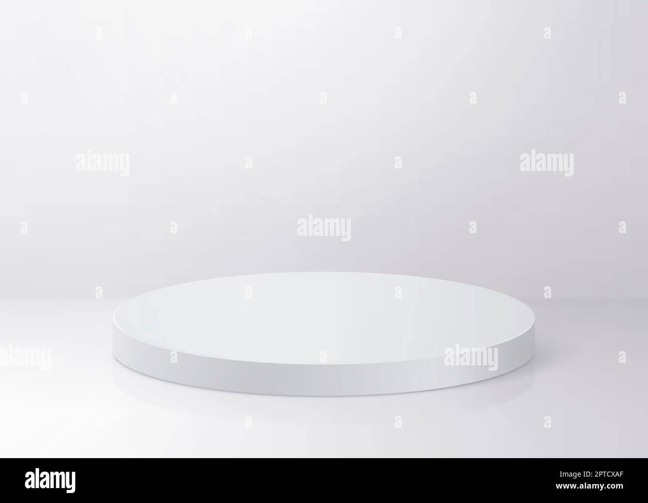 Shiny white round pedestal podium. Abstract high quality 3d concept ...