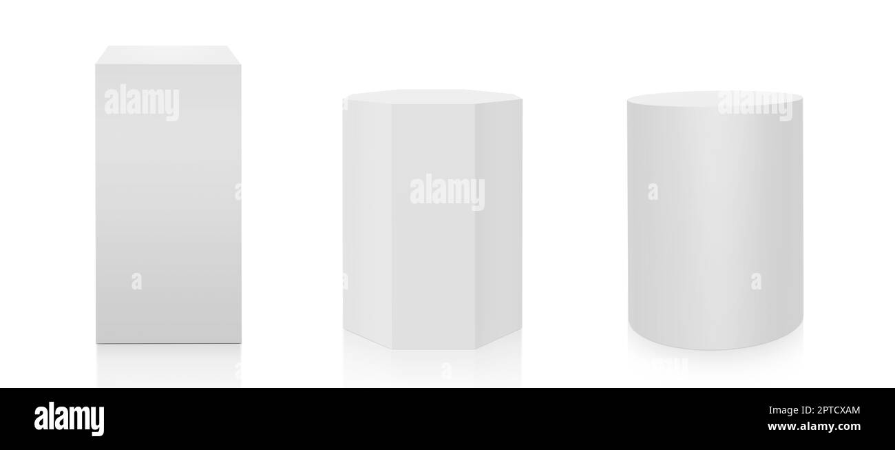 Museum stage. Realistic cubes podium, 3d exhibit displays. Gallery ...