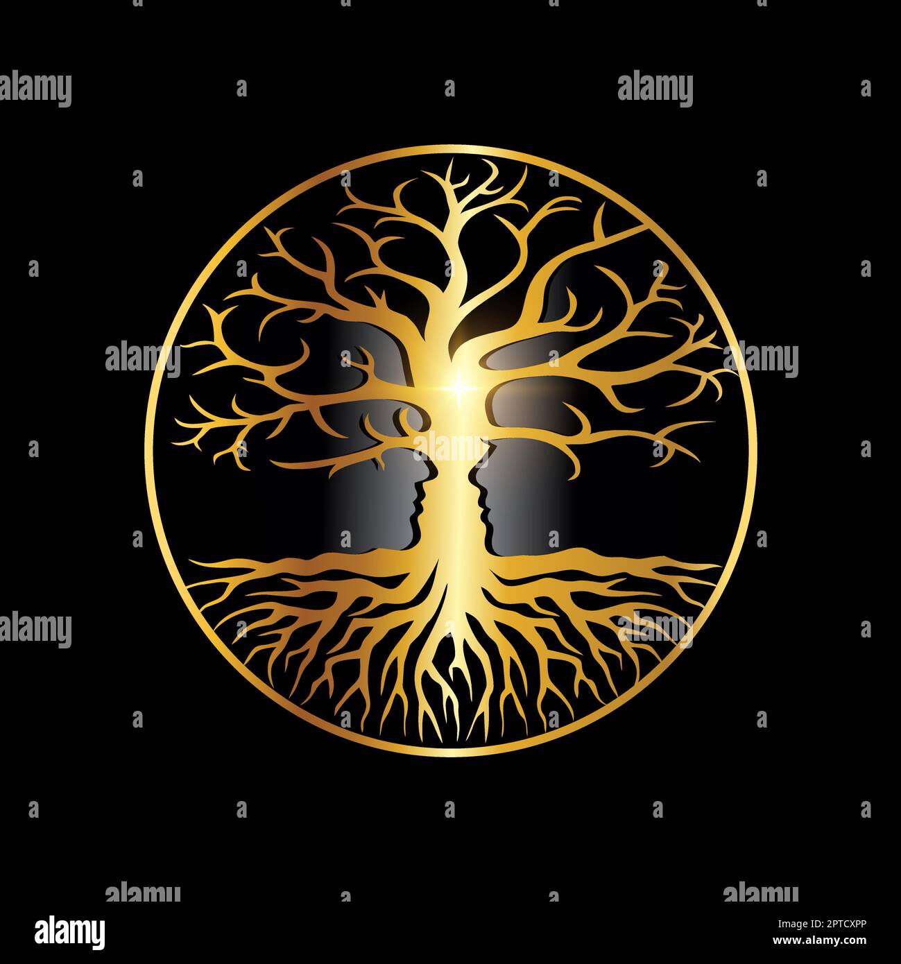 Golden Human Face Tree Vector Sign Stock Vector Image & Art - Alamy