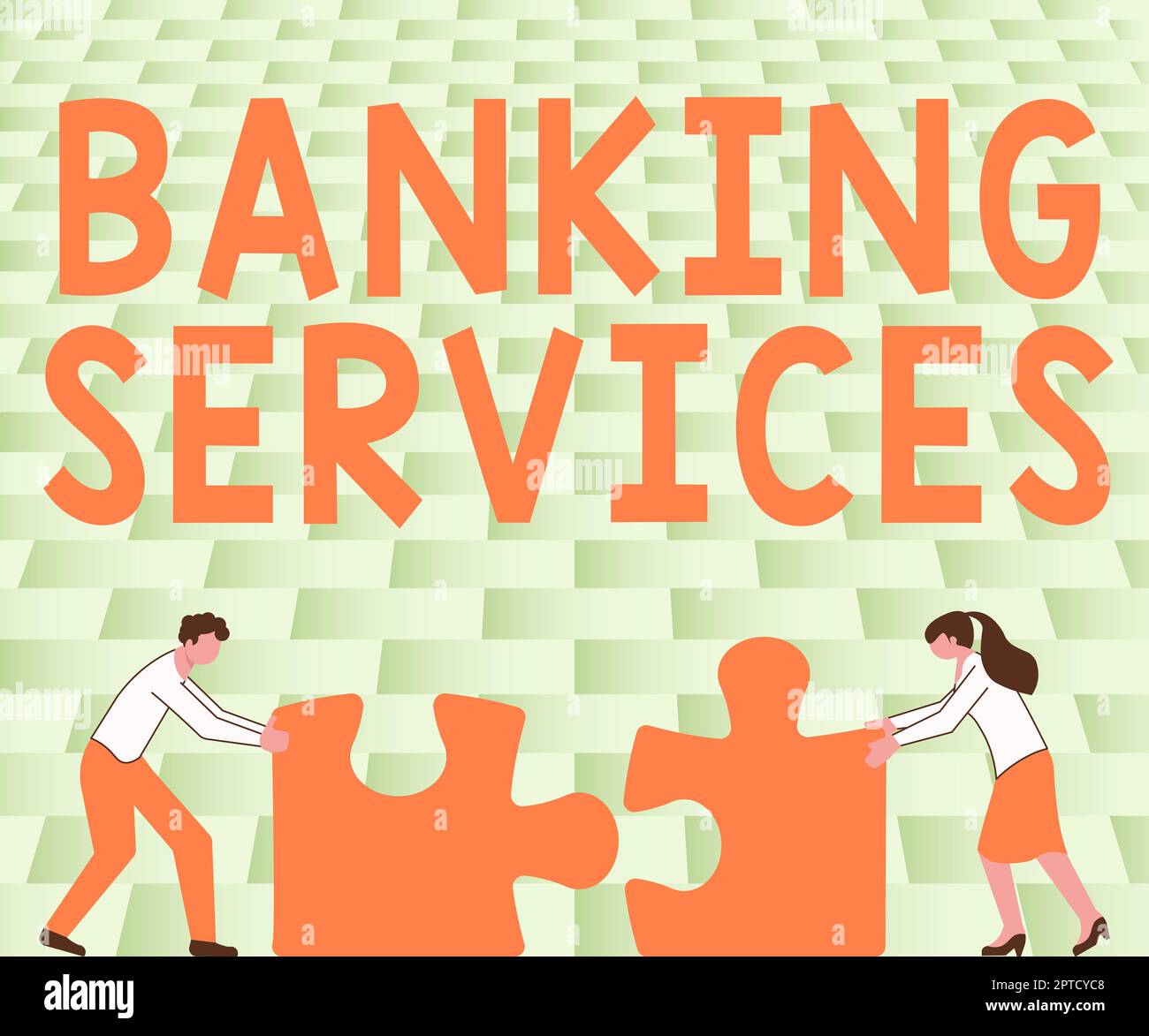 Sign displaying Banking Services, Word Written on products are ...