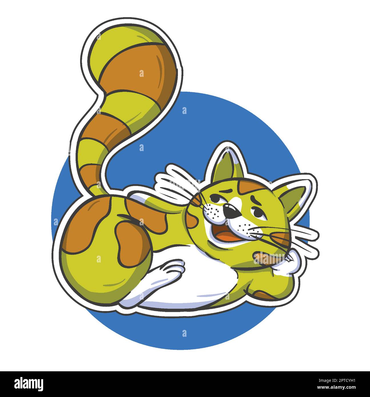 Cute cartoon cat lying on his back vector illustration Stock Vector ...