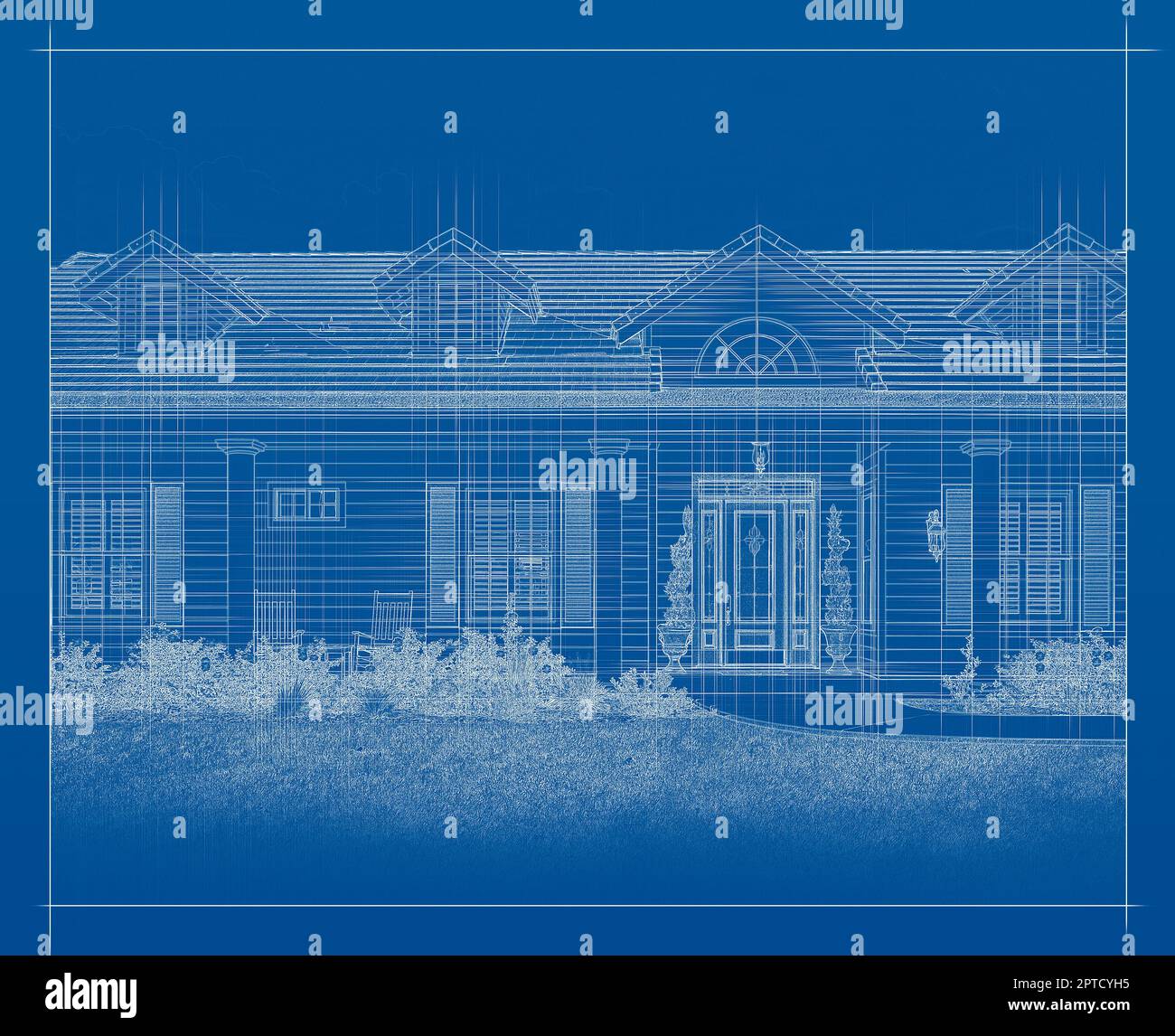 Custom blue house drawing hi-res stock photography and images - Alamy