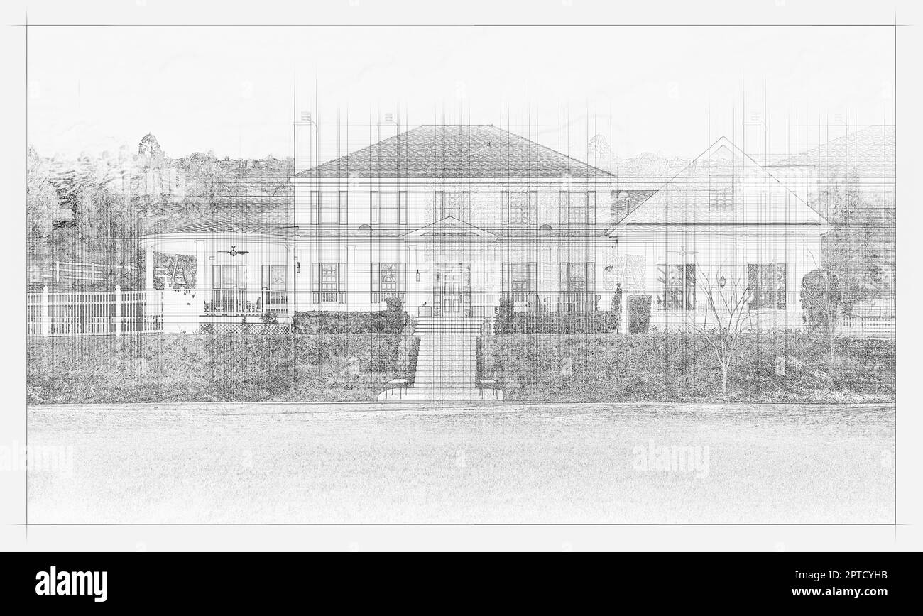 Pencil Sketch of Custom House on White Stock Photo - Alamy