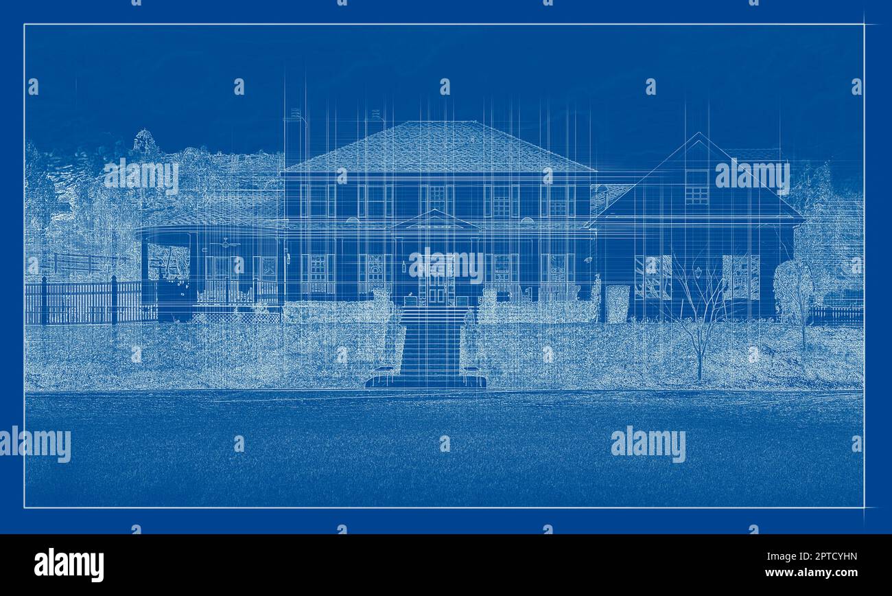 Custom blue house drawing hi-res stock photography and images - Alamy