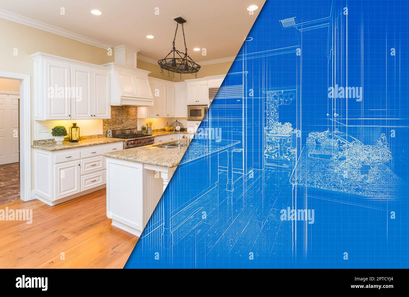 Before and After of Custom House Blueprint Drawing to Finished ...