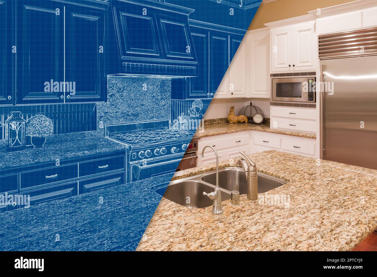 Before and After of Custom House Blueprint Drawing to Finished ...