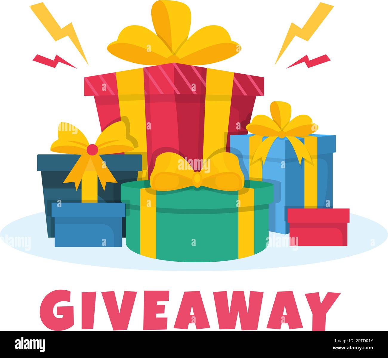 Giveaway Template Hand Drawn Cartoon Flat Illustration with Win a Prize ...