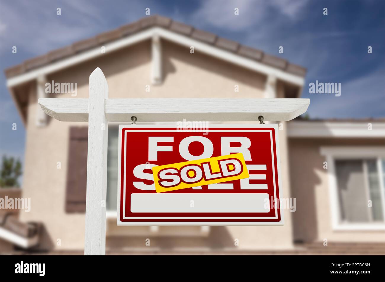 Sold Home For Sale Real Estate Sign and House Stock Photo - Alamy