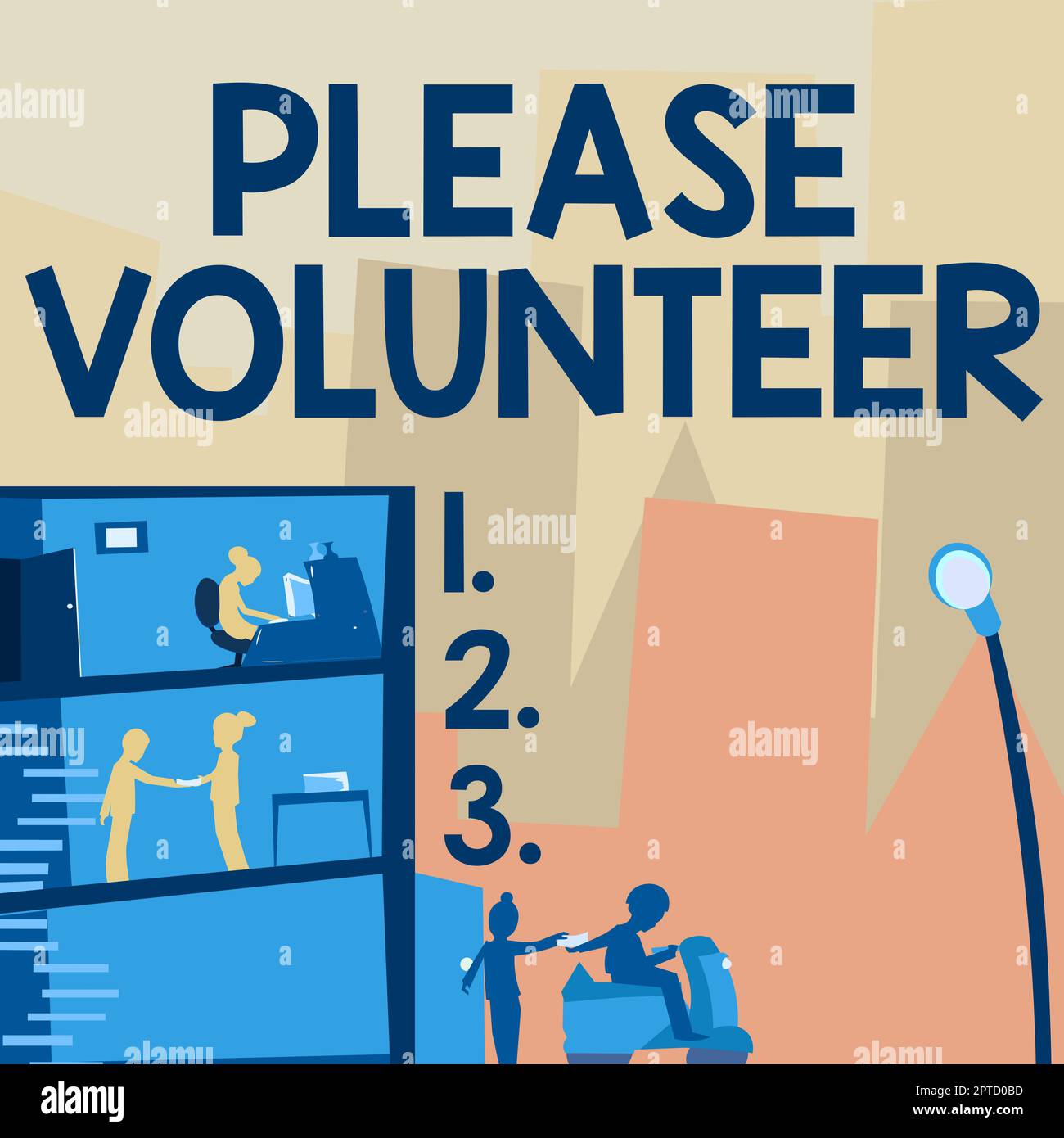 Hand writing sign Please Volunteer, Word Written on act of politely ...