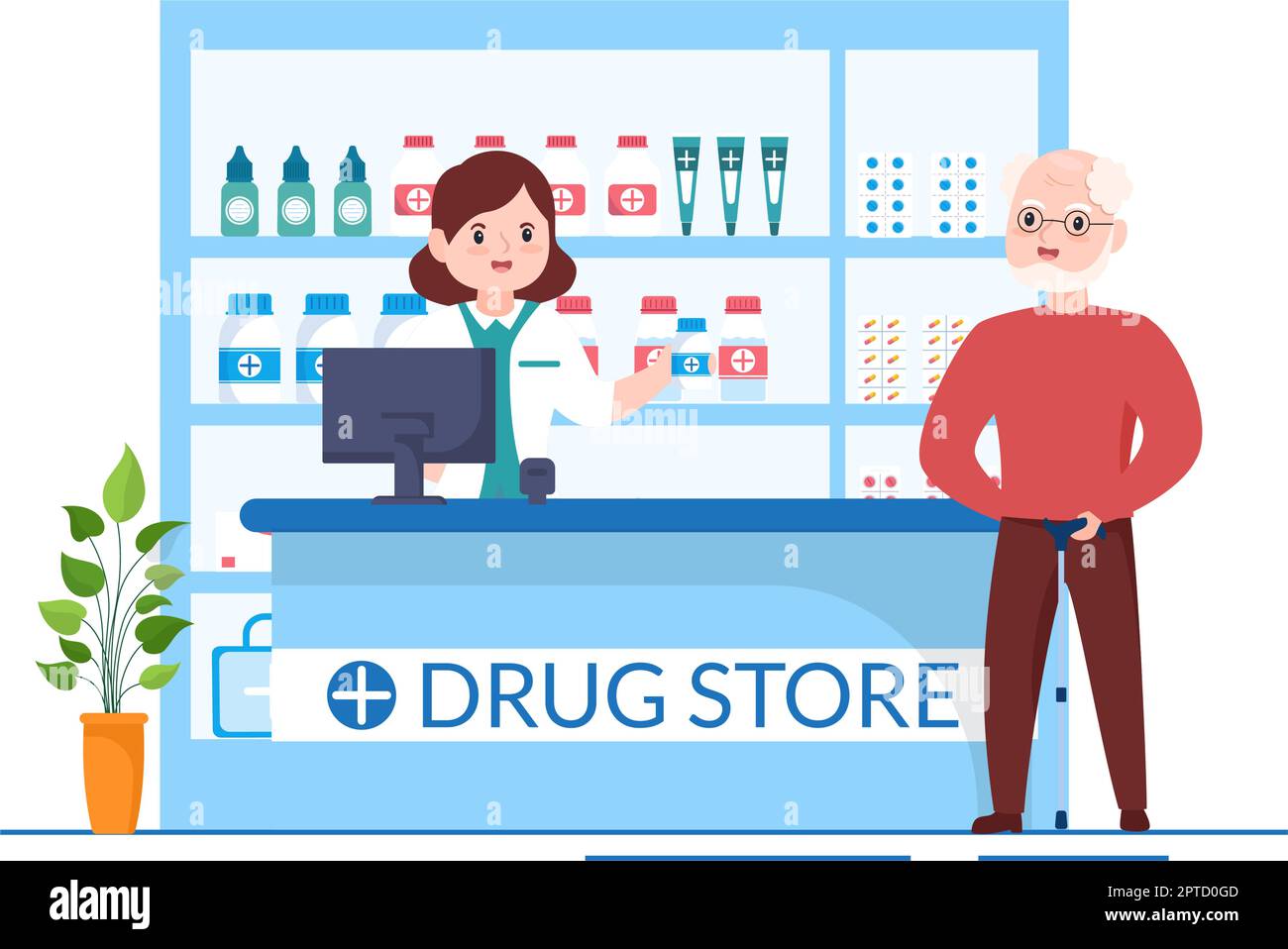 Drug Store Template Hand Drawn Cartoon Flat Illustration Shop for the ...