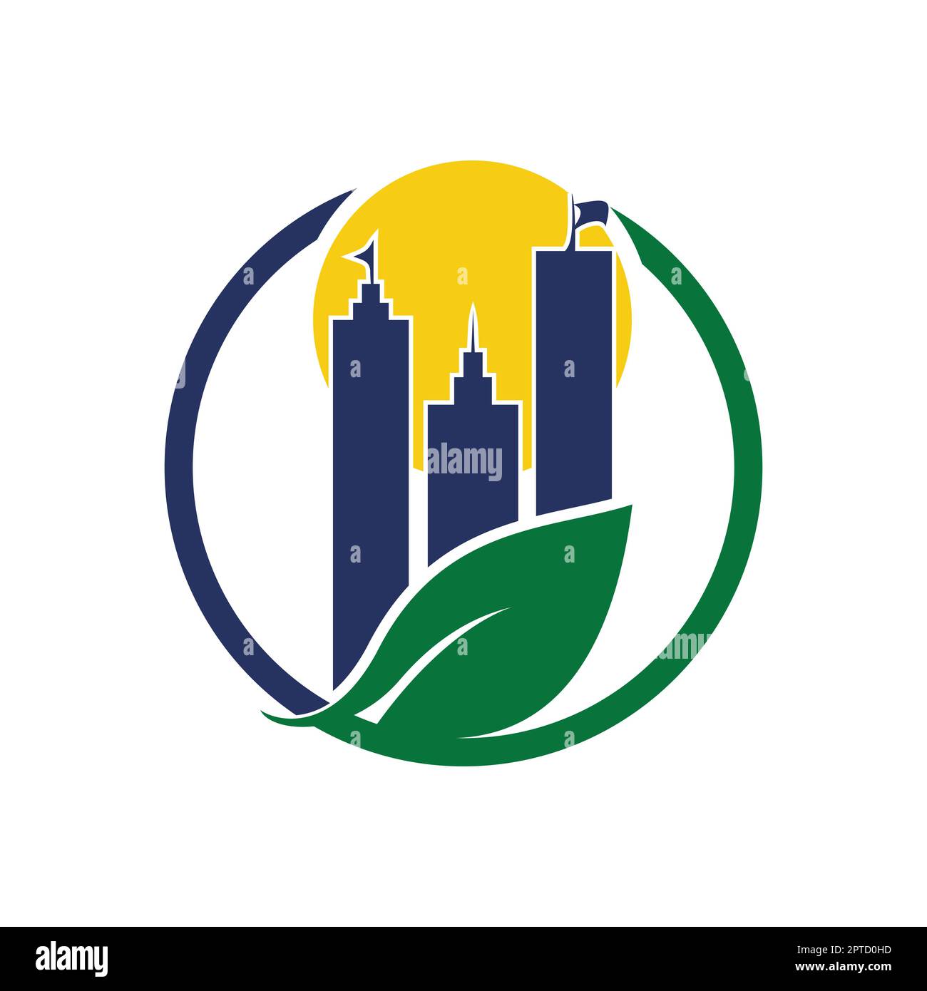 Eco building tower vector logo design. Green urban vector logo concept ...