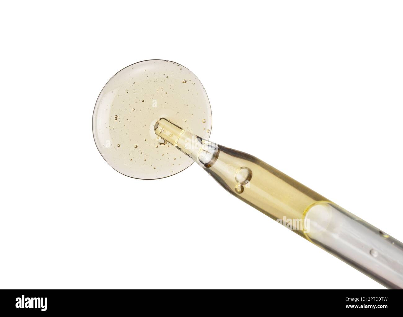 Clear yellow liquid gel or serum on white background. Beauty image ...