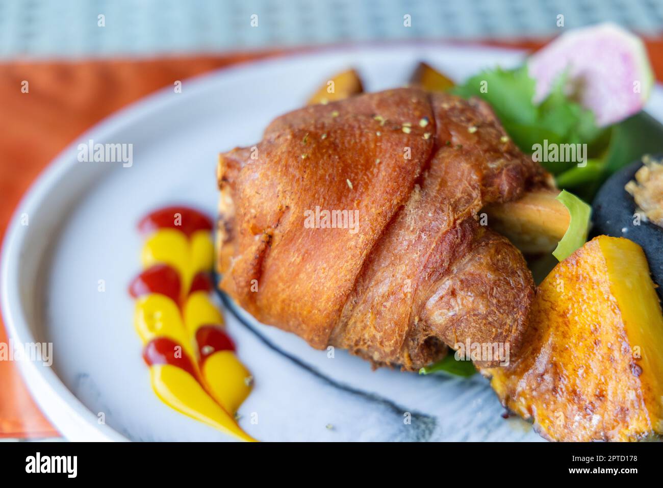 Deep Fried Pork Knuckle dish in restaurant Stock Photo - Alamy