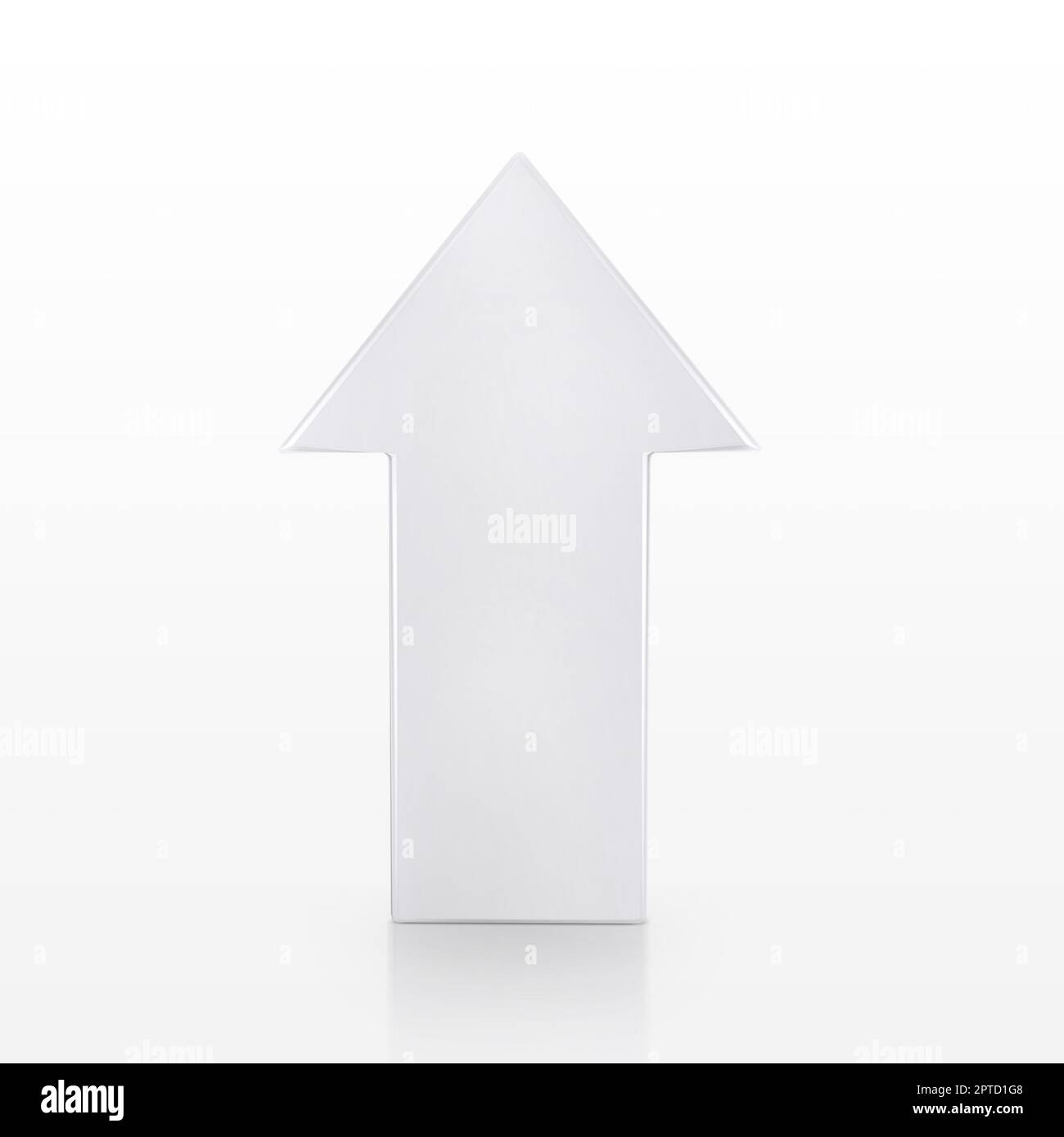 White arrow - 3d render isolated on a white background Stock Photo - Alamy