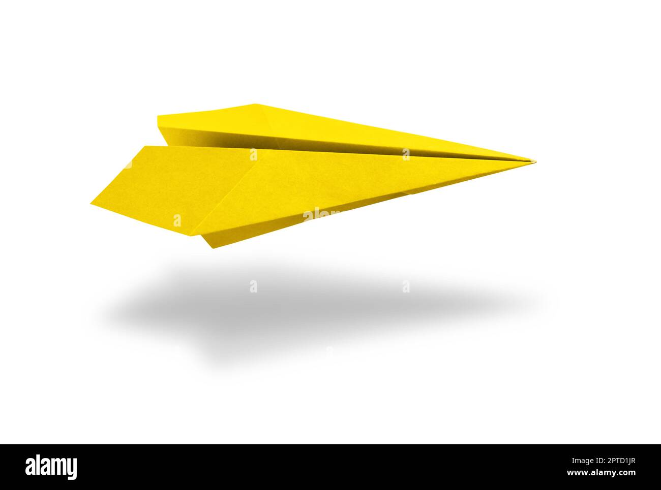 Yellow paper plane origami isolated on a blank white background Stock ...