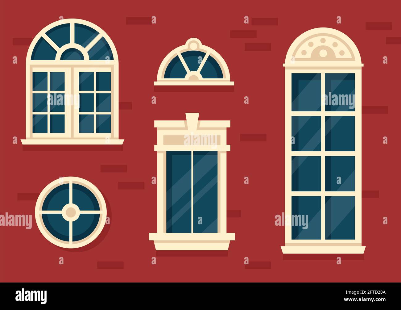 House Architecture with Set of Doors and Windows Various Shapes, Colors ...